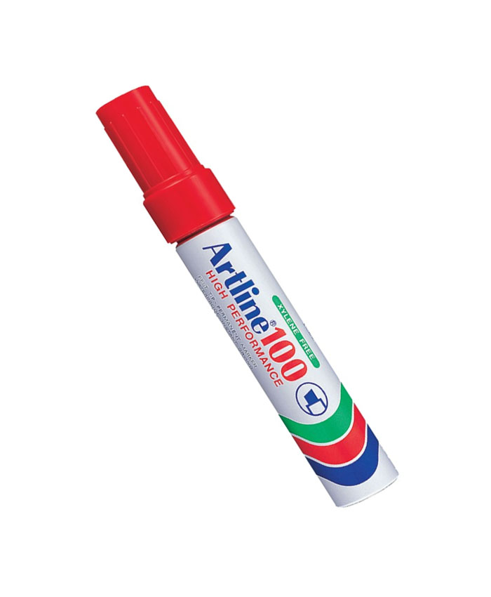 ARTLINE 100 PERMANENT MARKER 12MM CHISEL NIB RED